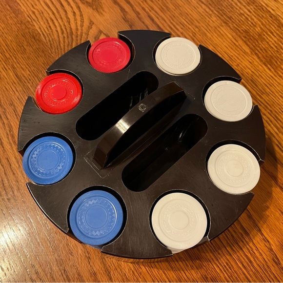 Games | Vintage Black Plastic Poker Chip Caddy With Chips | Poshmark